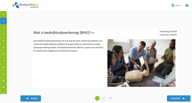BHV e-learning, e-learning BHV, BHV training e-learning - Brabant Match Academy